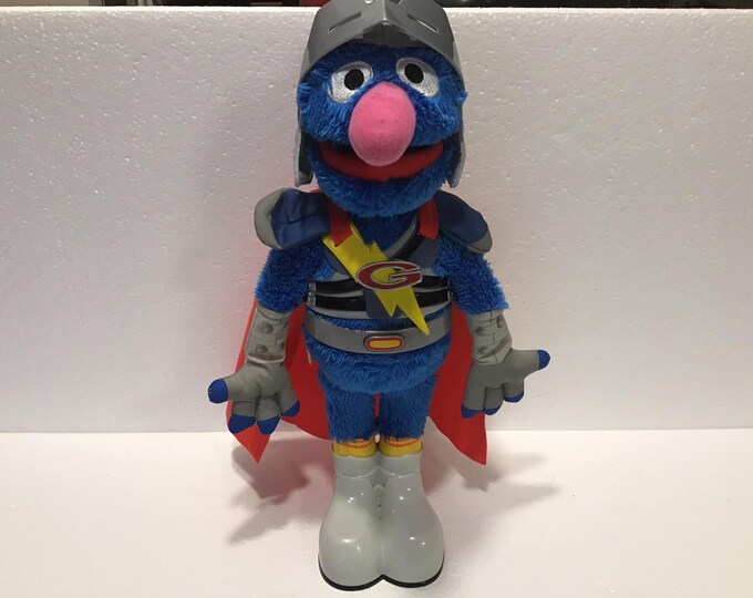 Sesame Street FLYING SUPER GROVER Hasbro Talking Interactive Plush ...