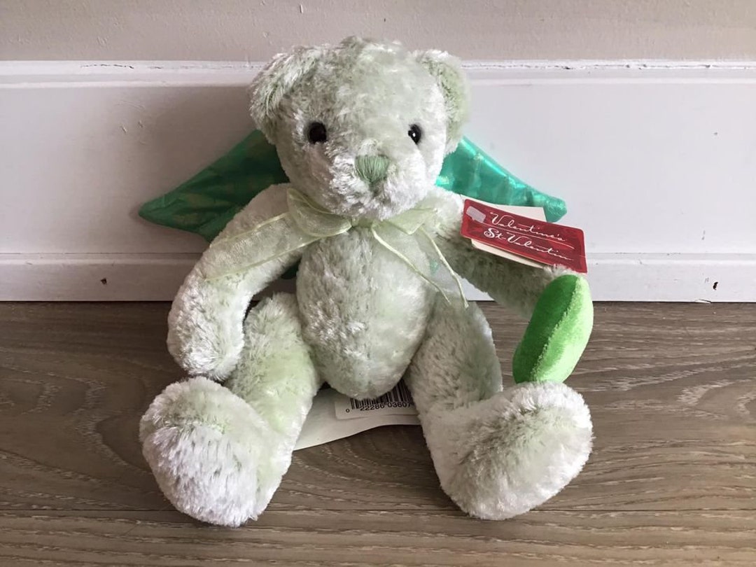 Angel Bear Stuffed Animal Green Plush Bear Toy - Etsy