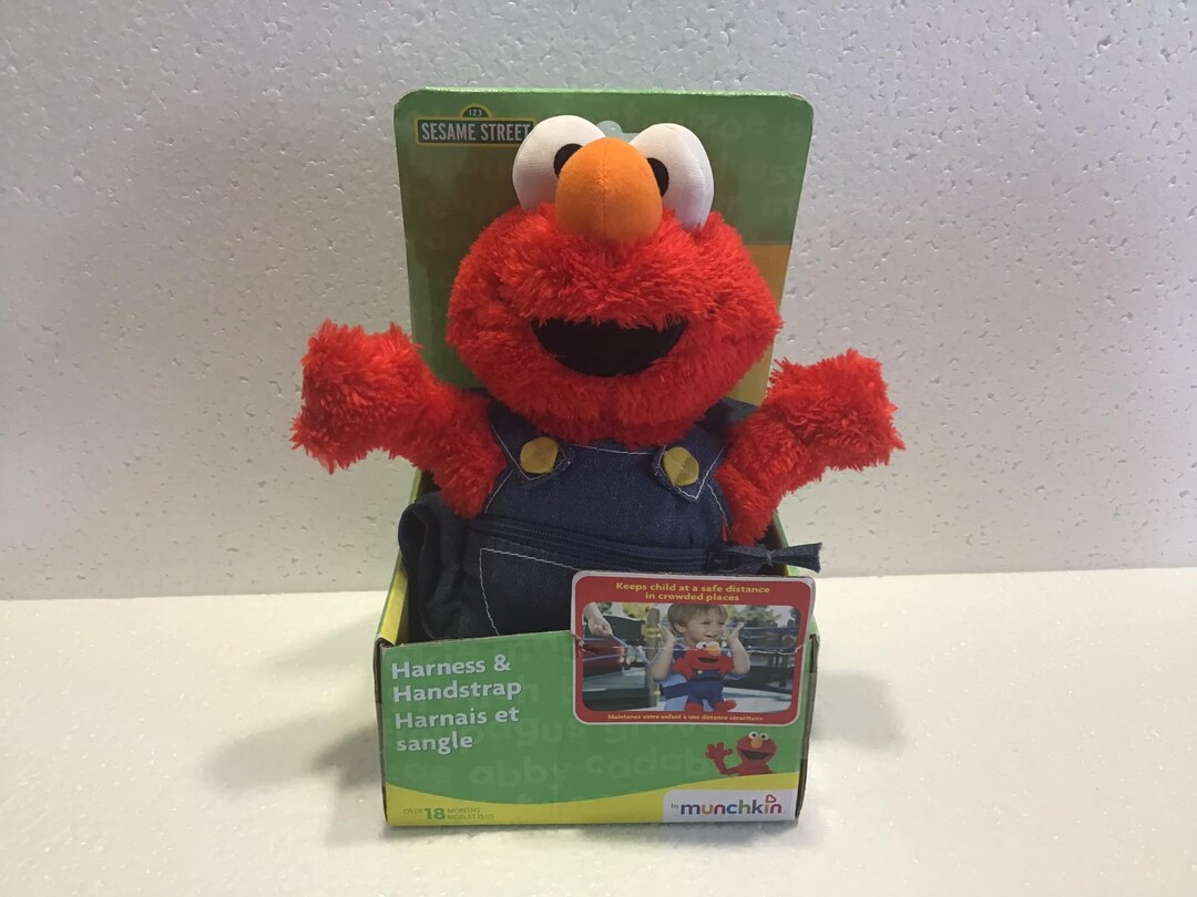 Sesame Street Elmo Overalls Plush Harness & Handstrap Keeps Child at a ...