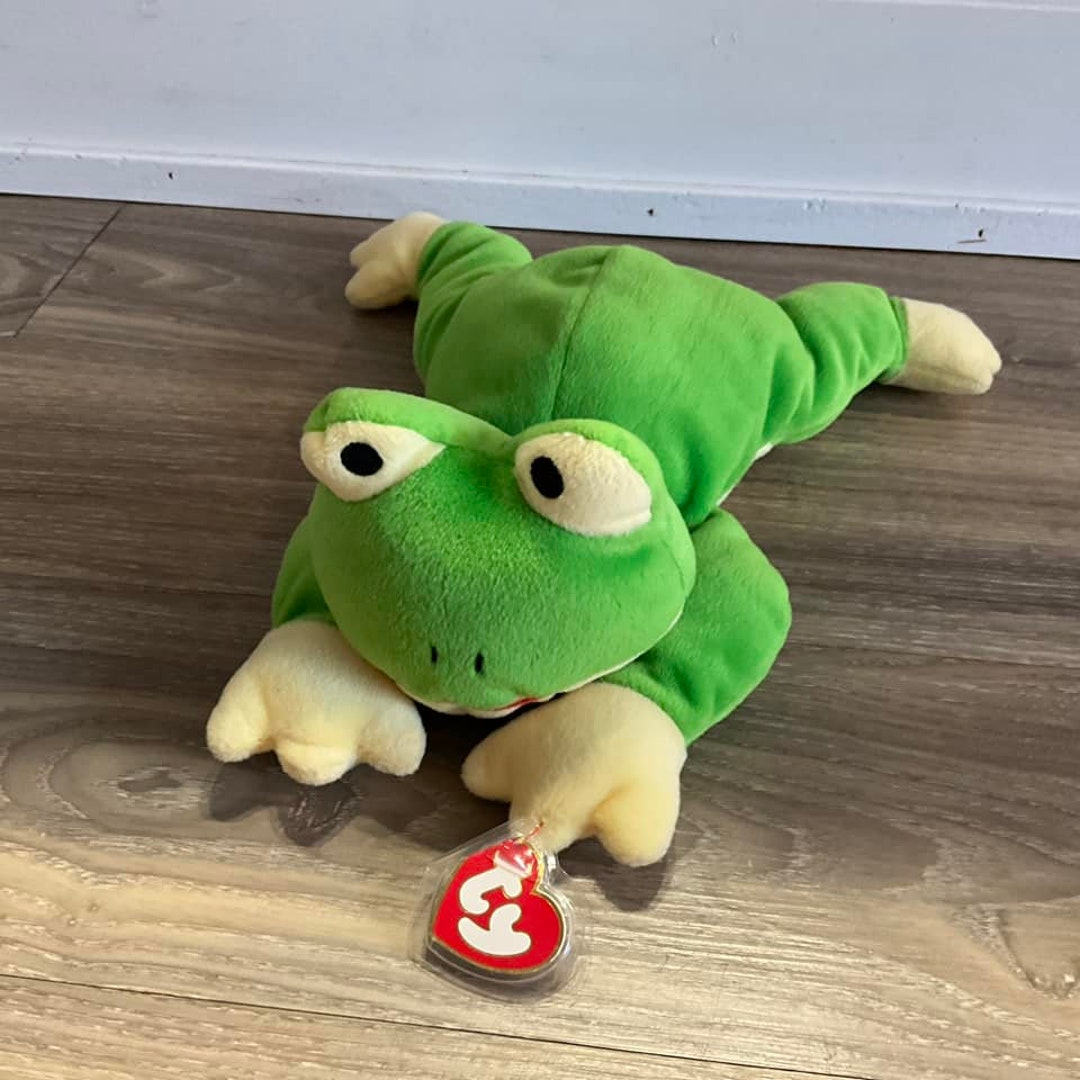 Vintage Ty Pillow Pal Ribbit the Frog With Tags Plush - Etsy