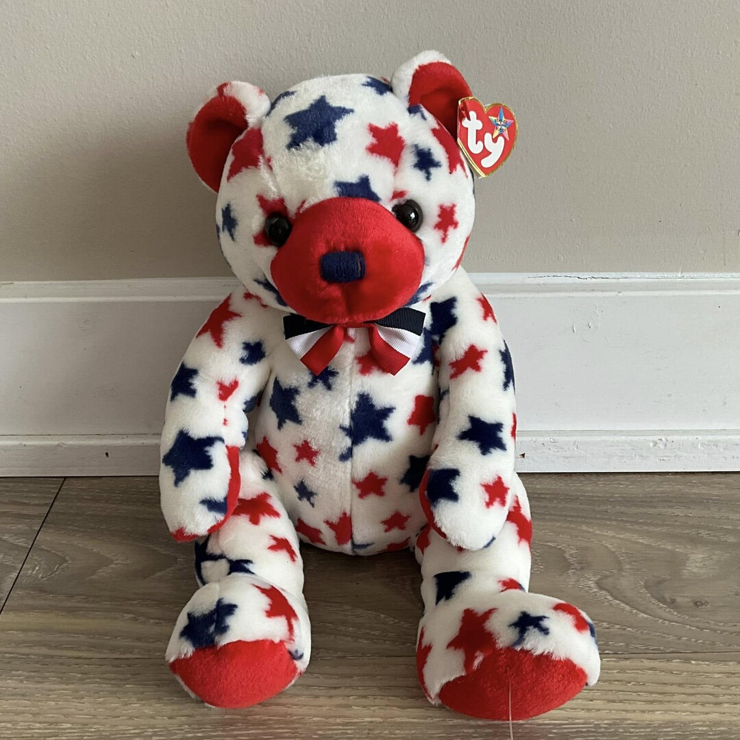 Ty Beanie Baby Red the Bear Plush Stuffed Animal 2003 Blue and Red ...