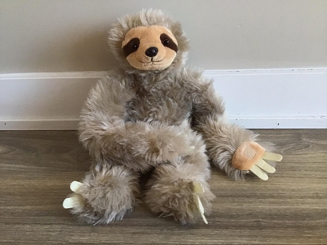 Sloth Three Toed & Hands Stuffed Animal Sitting Brown 16 in Toy Plush ...