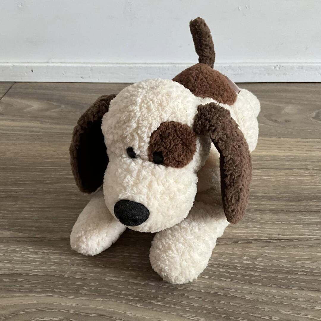 Gund Puppy Dog “skip” 5351 Cream Brown Eye Patch Red Collar 10" With ...