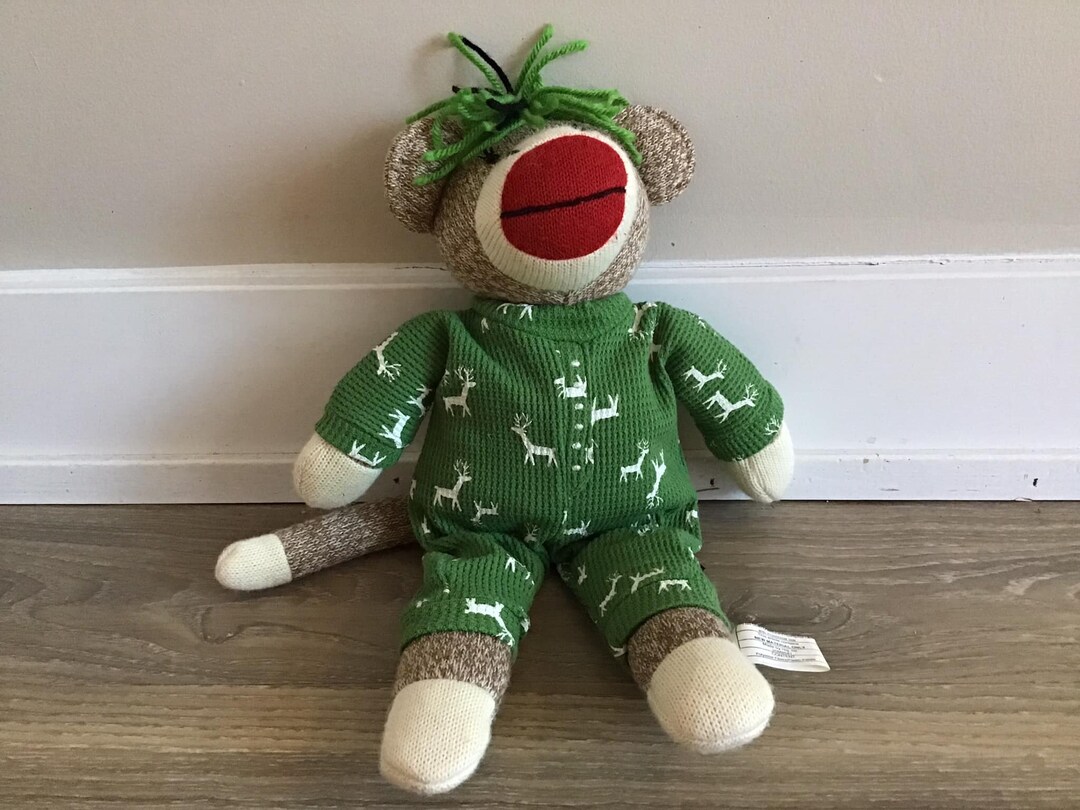 Sock Monkey Reindeer Pajamas Plush Soft Toy Stuffed Animal 15" - Etsy