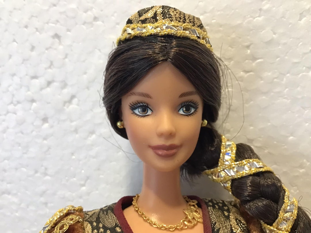 Vintage MATTEL Brown Hair Barbie Redressed Doll Wearing Beautiful Dress ...