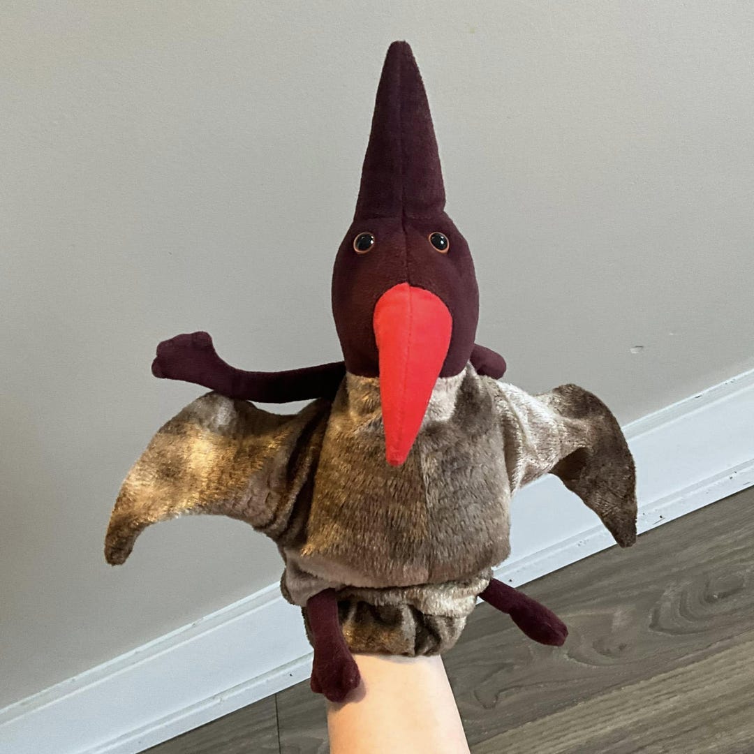 Pterodactyl Hand Puppet Pretend Plushie Plush 11" Stuffed Animal ...