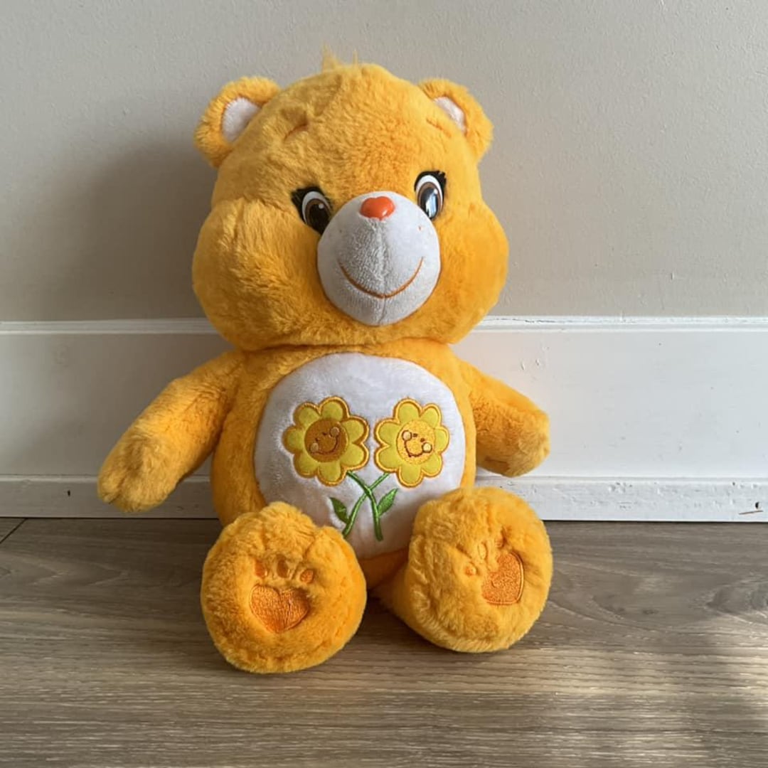 Care Bears Plush, FRIEND Bear, Stuffed Animal, Two Flowers Tummy Symbol ...