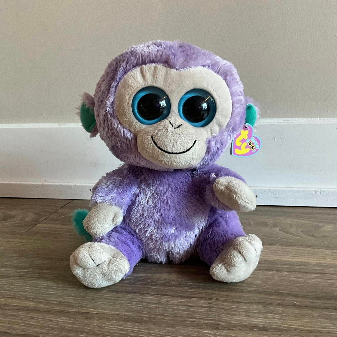 Ty Beanie Boo 'blueberry' Monkey Plush Medium 9 Inch Purple Tush Tag - Etsy