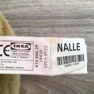 Ikea Nalle Tan Beige Brown Teddy Bear Red Bow Jointed Arms Legs Plush ...