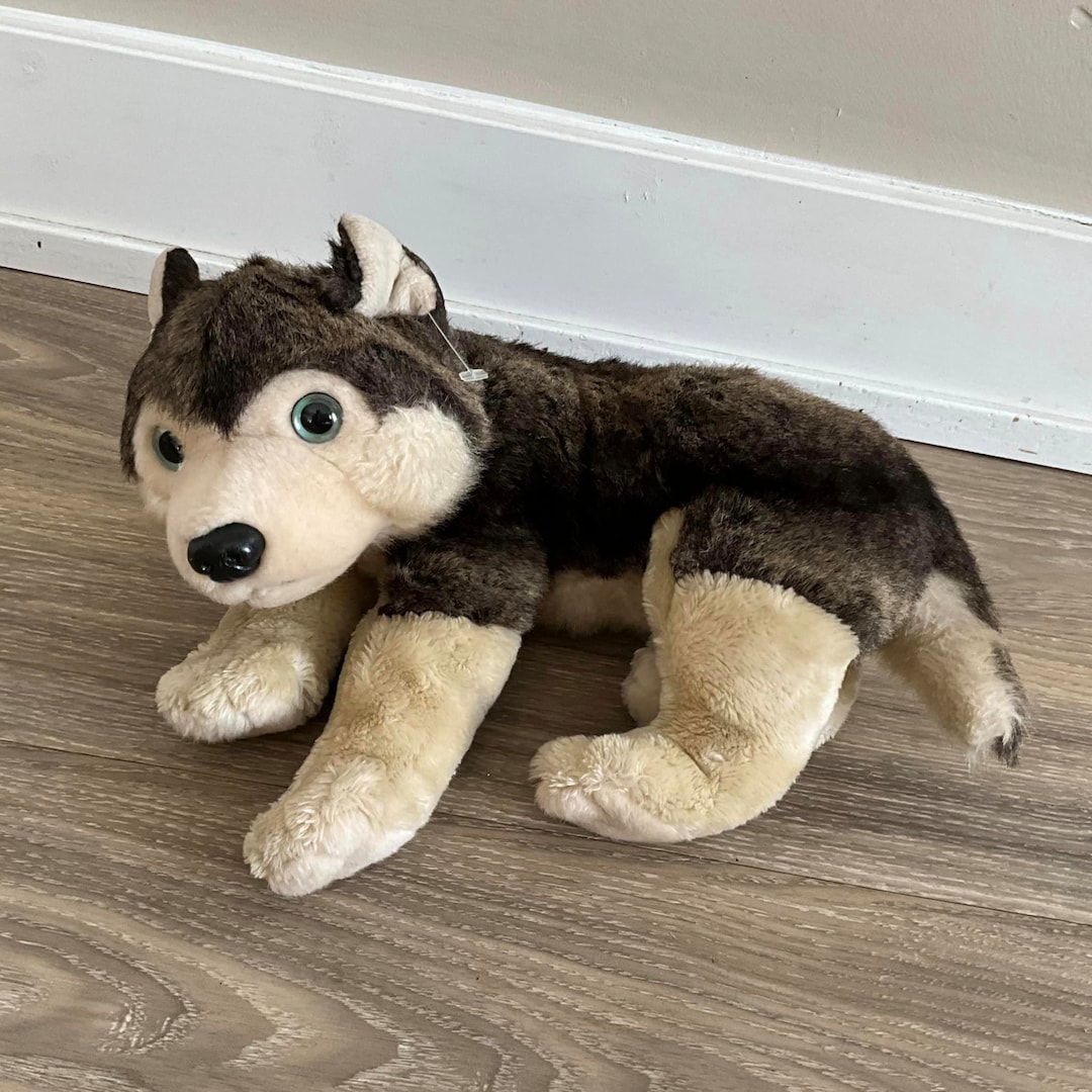 Ty Classic Musher Husky Plush 12” Realistic Gray Blue Eyes Puppy Dog ...