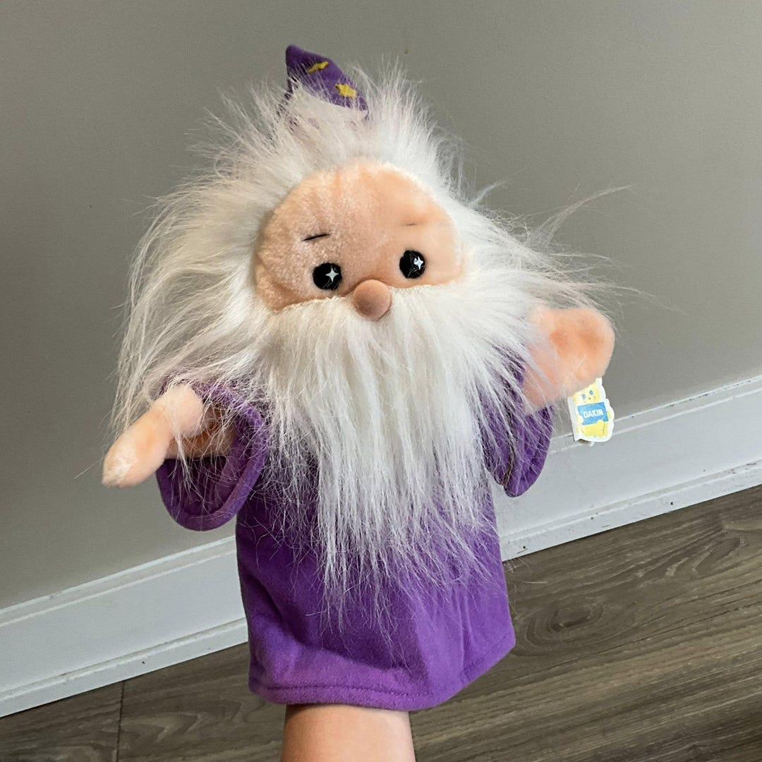 Vintage Dakin Hand Puppet 1983 WIZARD SORCERER 13" Tall Plush & Purple ...