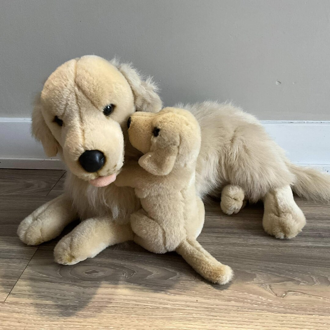 Golden Labrador Retriever Dog With Puppy Plush Large 20 In - Etsy
