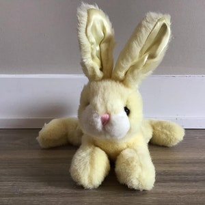 Vintage AURORA Bunny Rabbit 9 Plush Toy Stuffed Animal Soft Yellow ...