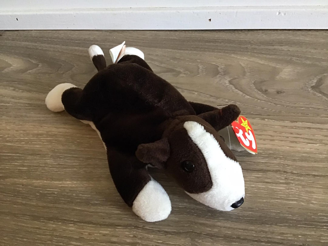 TY 1997 Original Beanie Baby Bruno the Bull Terrier Dog Stuffed Animal ...