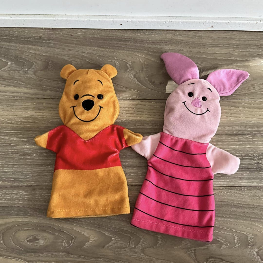 Disney Baby Winnie the Pooh Plush Hand Puppets Piglet and Pooh Bear ...