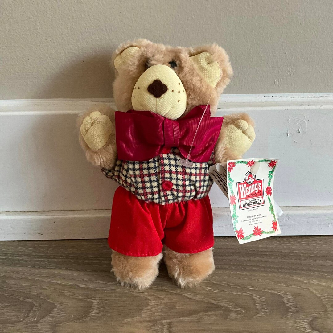 Furskins Teddy Bear Wendy's Hamburgers Vintage 1986 Plush Stuffed ...