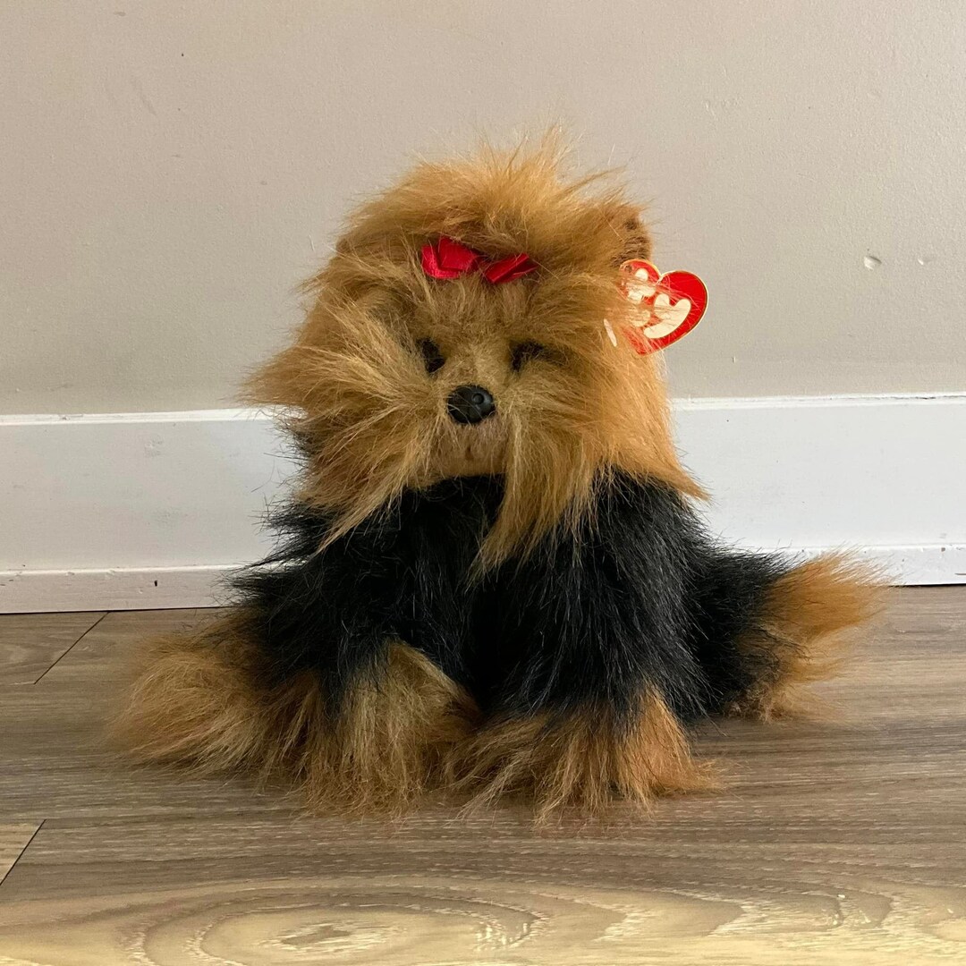 Ty Yappy Yorkie Dog Brown and Black Stuffed Animal Toy Plush 10" With ...