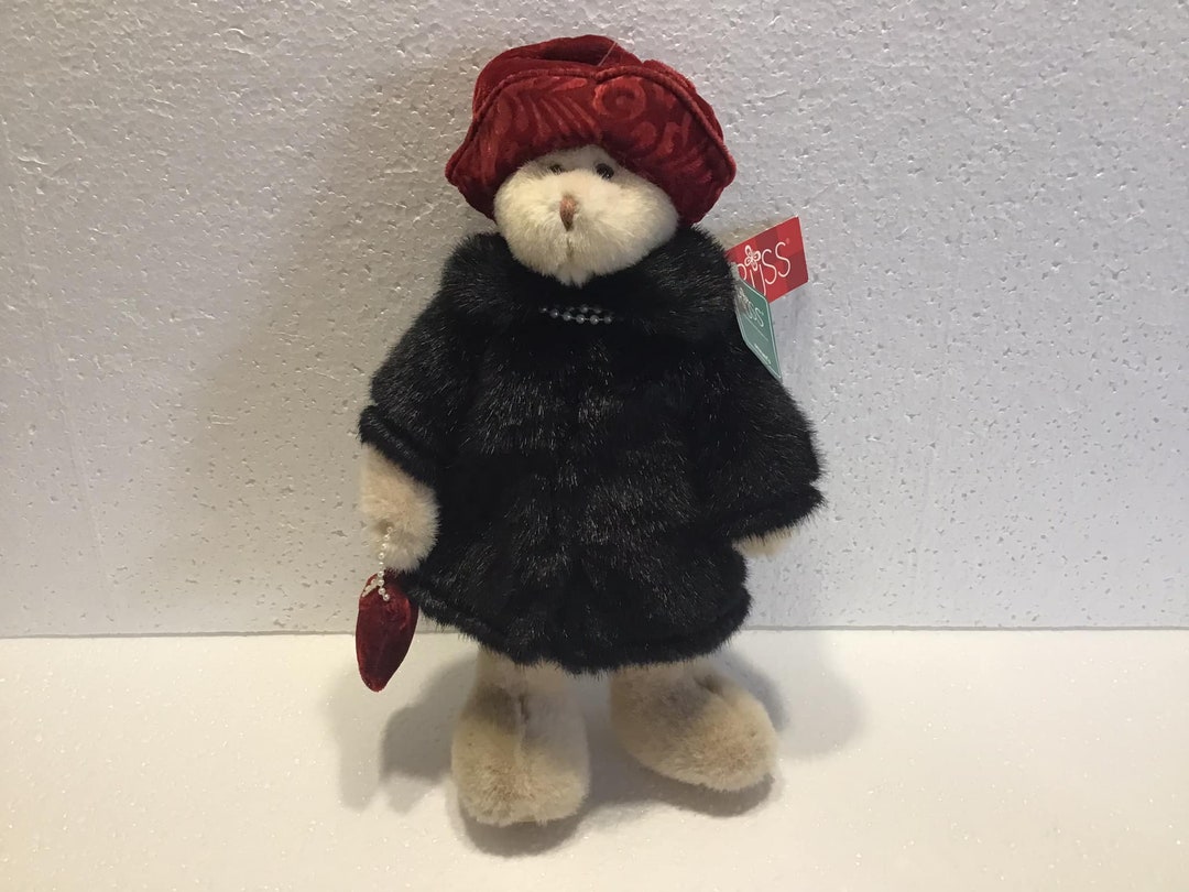 Vintage Russ Berrie Teddy Bear NURIA, Original Tags, 12", Fur Coat, Hat ...