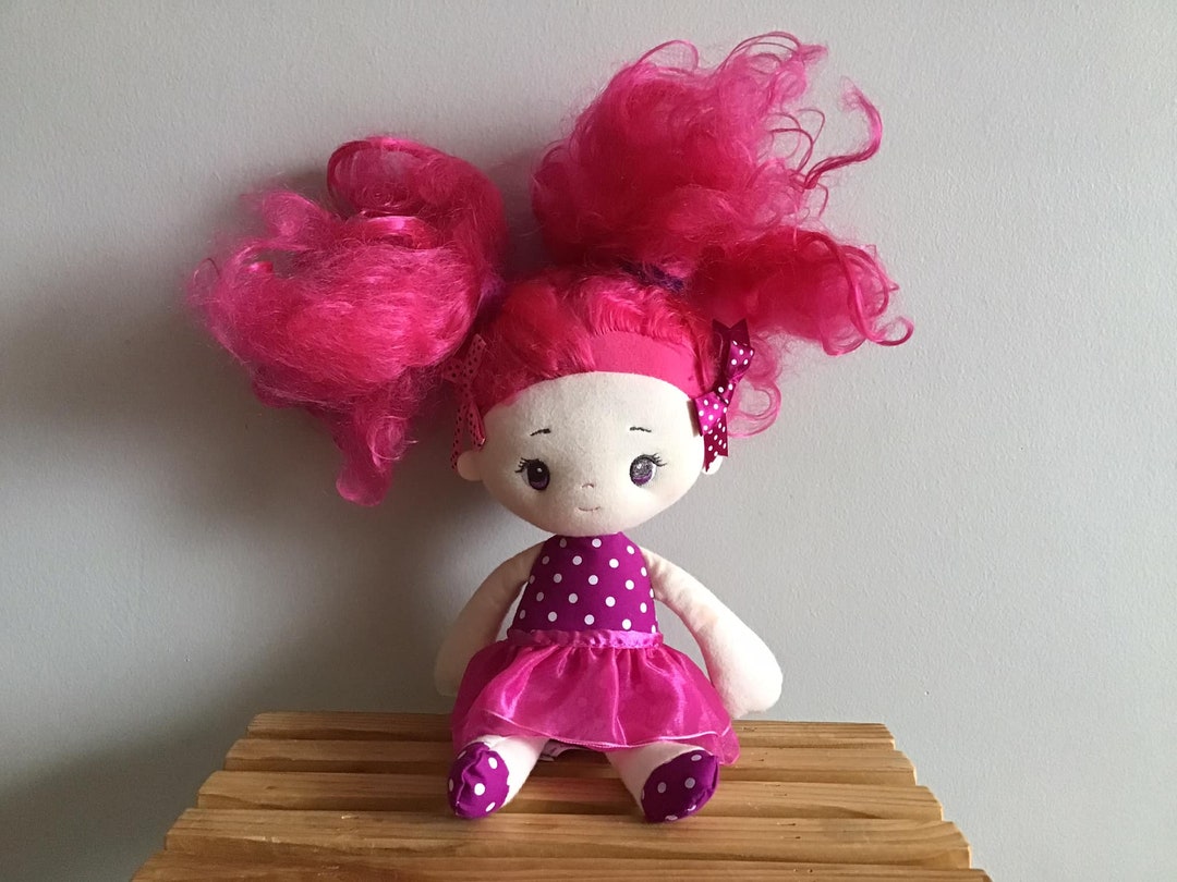 Aurora Toy Plush Stuffed Doll Pink in Purple Dress Cutie Curls - Etsy
