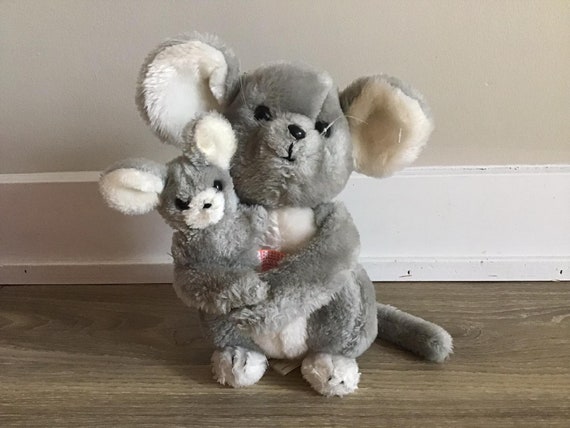 Dakin 1979 Mama Mouse With Baby Mouse Stuffed Animal Plush Toy 10 Etsy UK