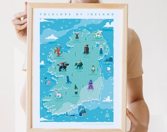 Illustrated Map, Mythical Beasts of Ireland, A3 Art Print - Etsy Ireland