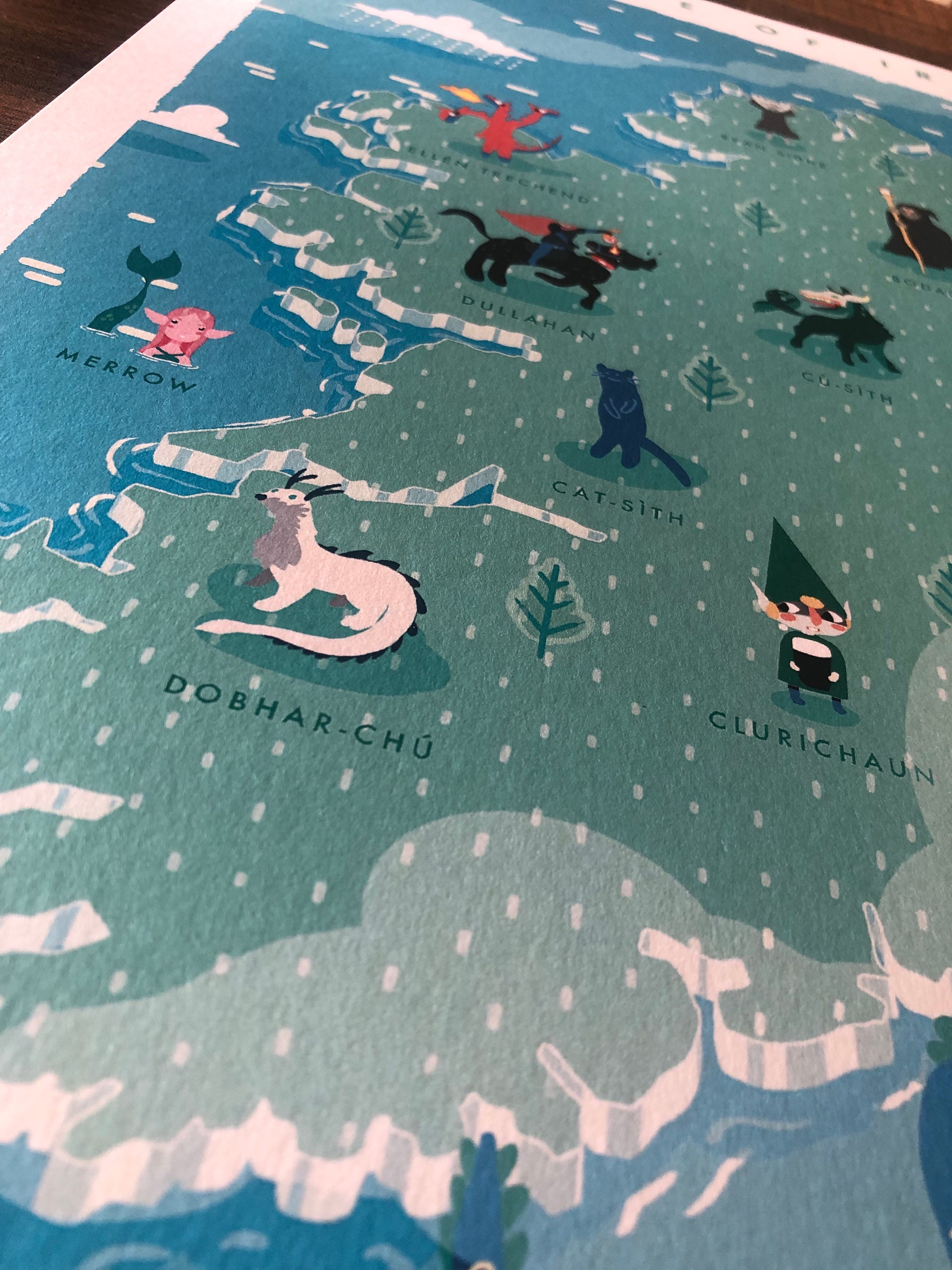 Illustrated Map of the Folklore of Ireland - A3 Wall Art Print - Etsy