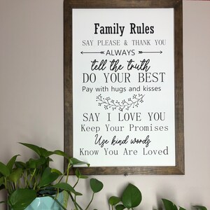 Family Rules Sign, Custom Family Sign, Family Room Decor - Etsy