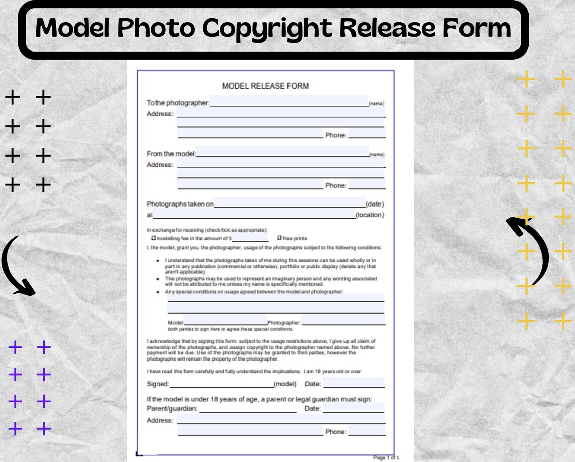 Model Photo Copyright Release Form , Model Release Form , Model Photo ...