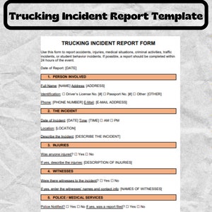 Trucking Incident Report Template - Trucking Incident Report Forms ...
