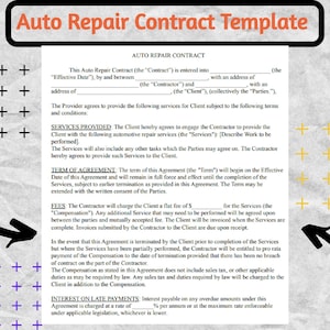 Auto Repair Contract , Auto Repair Forms , Vehicle Repair Contract ...