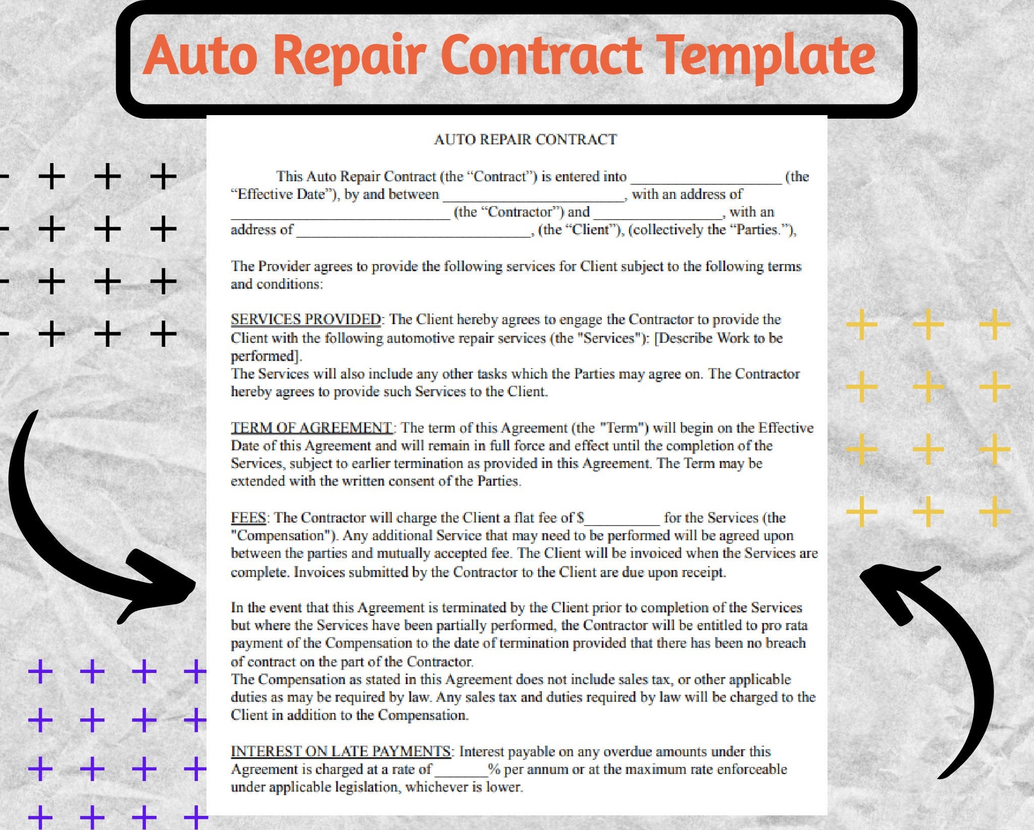 Auto Repair Contract , Auto Repair Forms , Vehicle Repair Contract ...