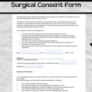 Surgical Consent -informed Consent to Surgery - Surgical Consent Form ...