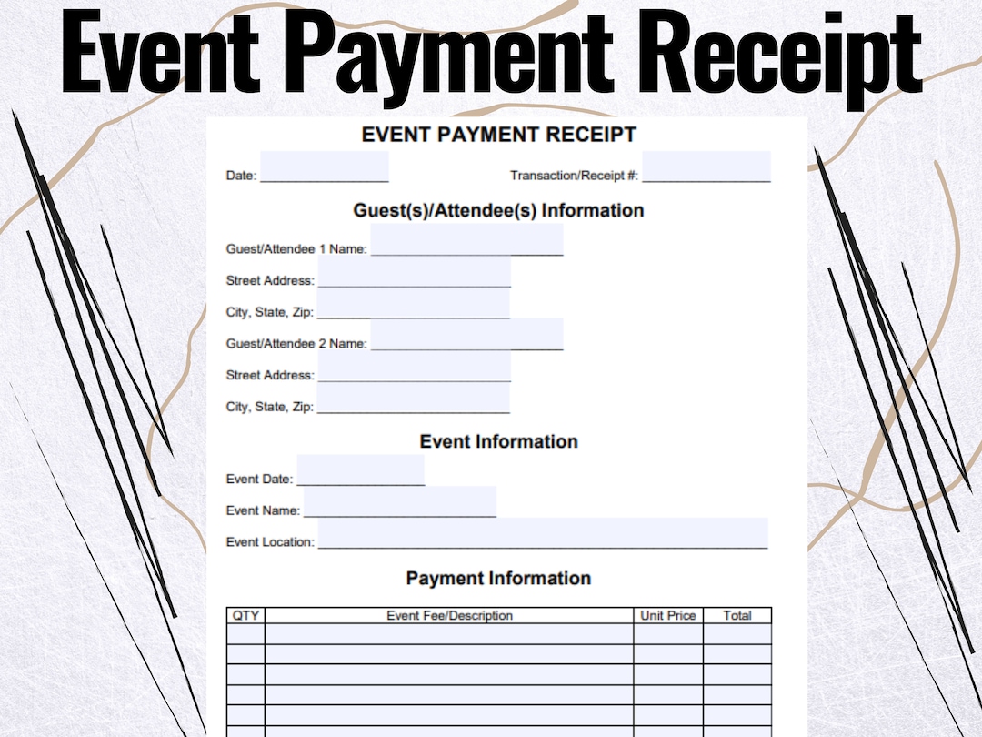 Event Payment Receipt - Event Payment Receipt Form - Event Payment ...