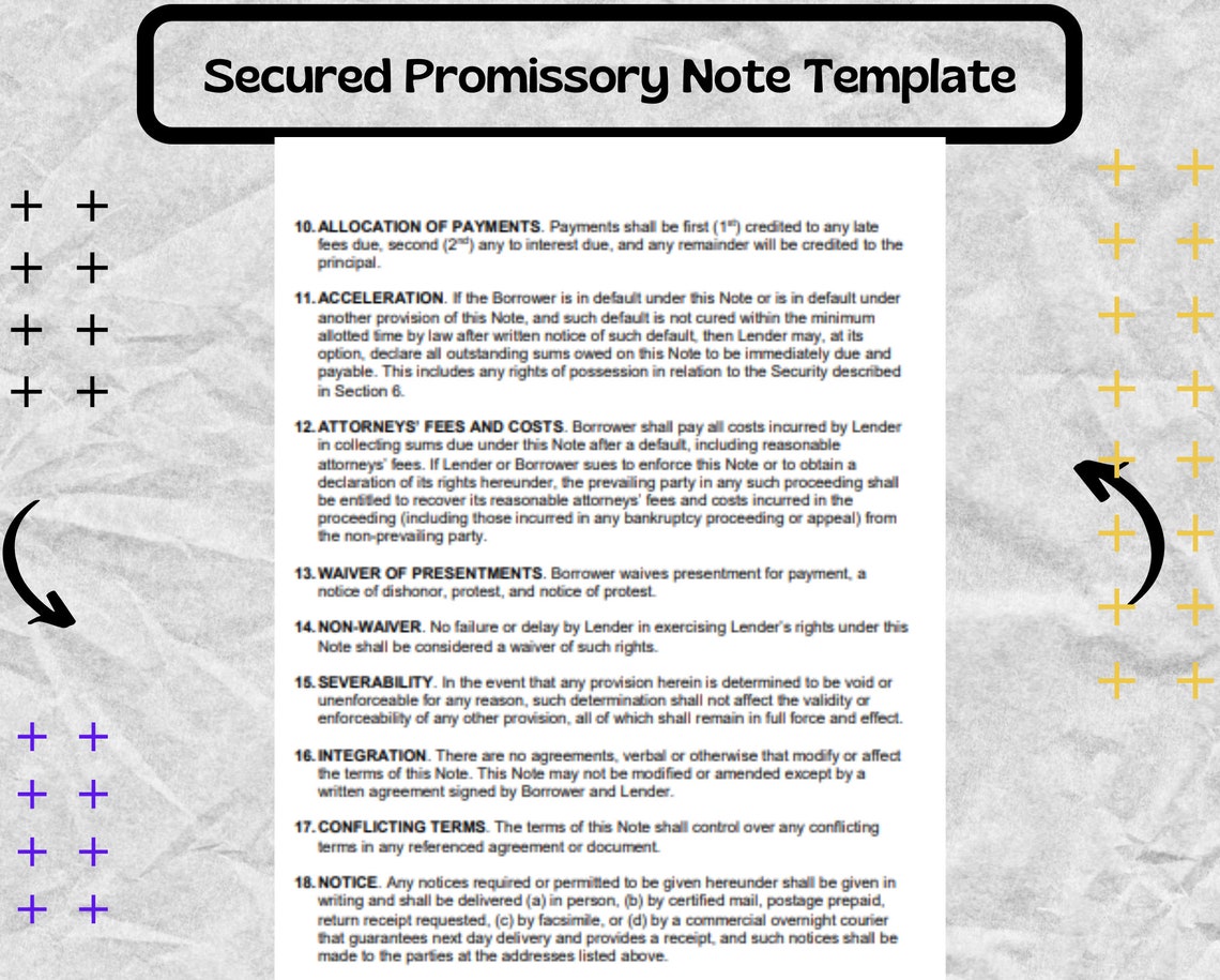 Secured Promissory Note Form - Secured Promissory Note Template ...