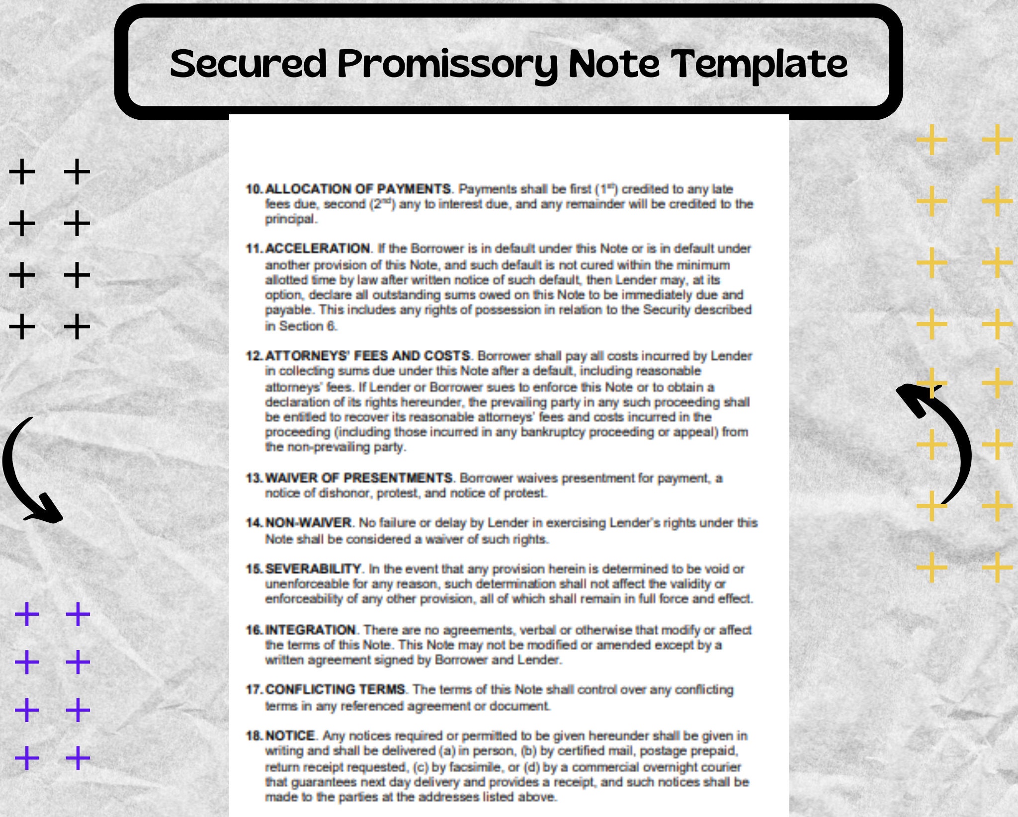 Secured Promissory Note Form - Secured Promissory Note Template ...
