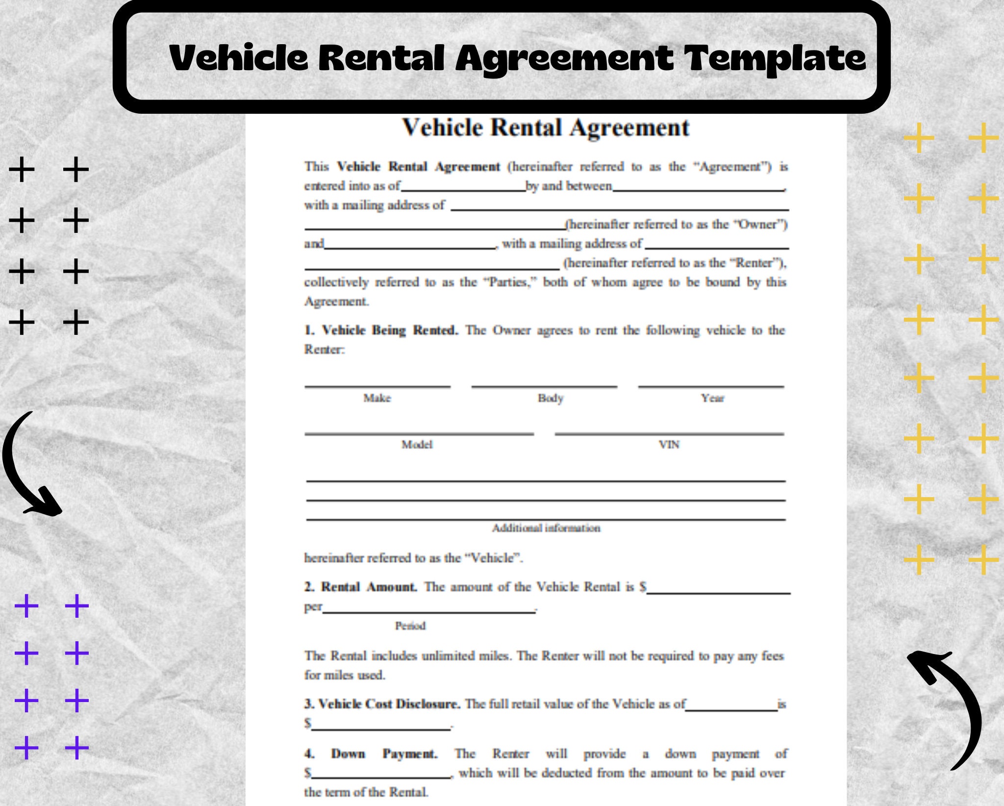 Vehicle Rental Agreement- Vehicle Rental Agreement Template – Vehicle ...