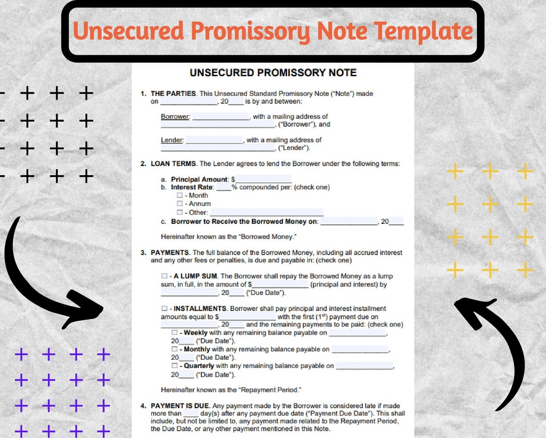 Unsecured Promissory Form , Unsecured Promissory Note Template ...