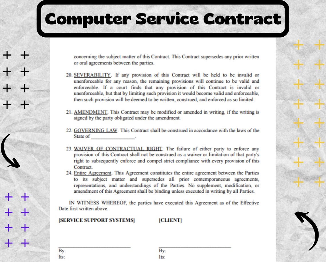 Computer Service Contract Template - Computer Service Contract Forms ...