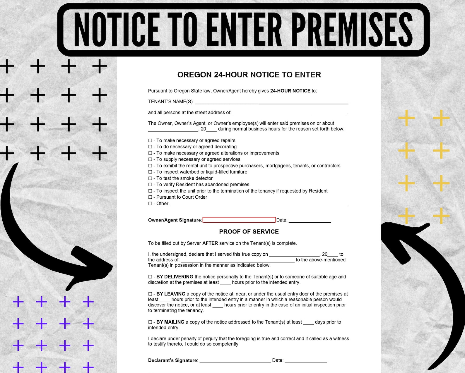 Oregon 24-hour Landlord Notice to Enter Form - Oregon 24-hour Notice to ...