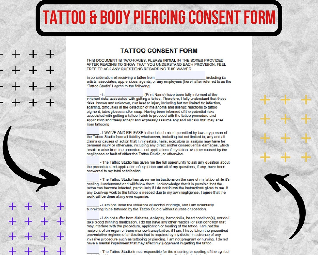 Tattoo & Body Piercing Consent Form / Tattoo and Body Piercing Consent ...