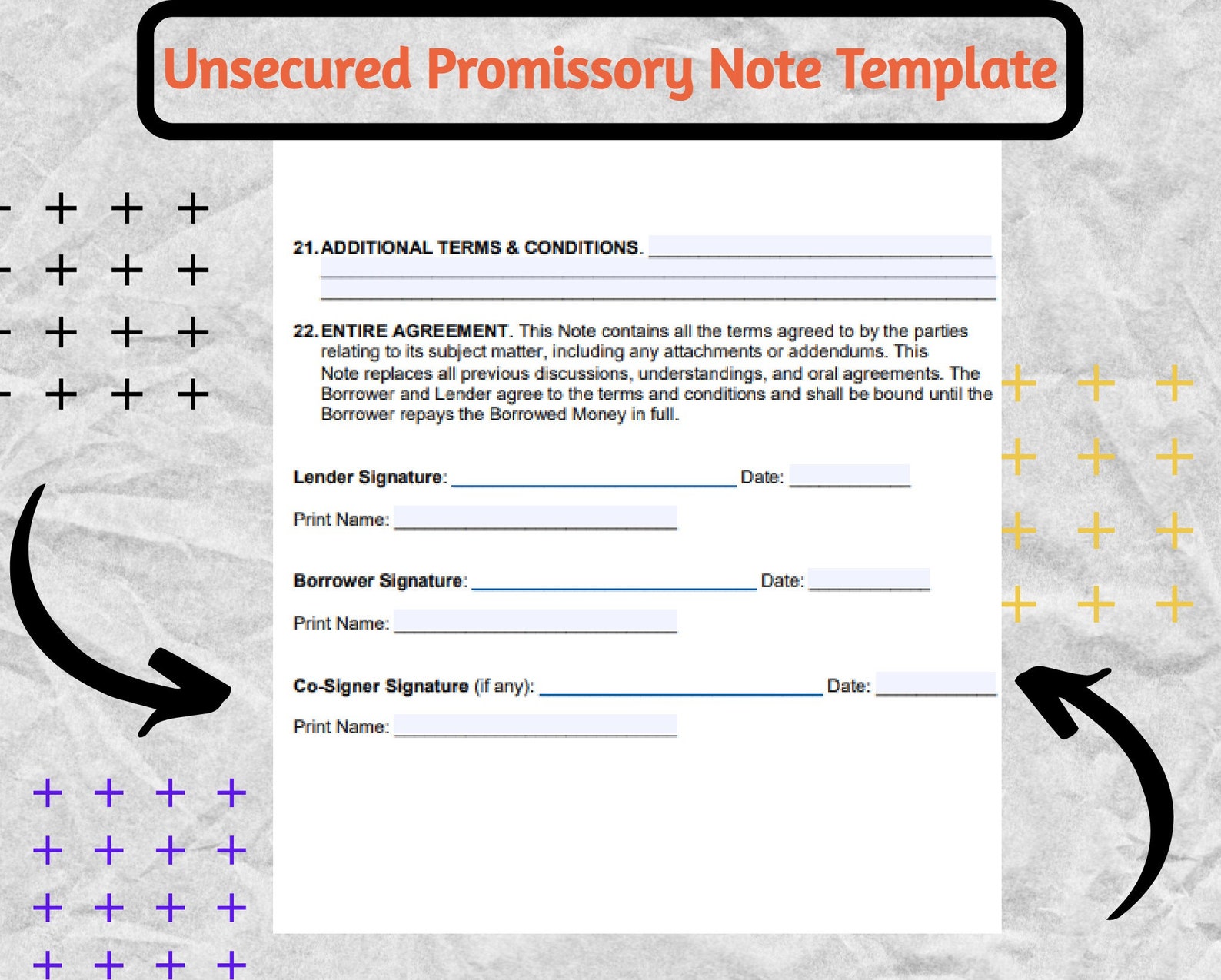 Unsecured Promissory Form , Unsecured Promissory Note Template ...