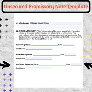 Unsecured Promissory Form , Unsecured Promissory Note Template ...
