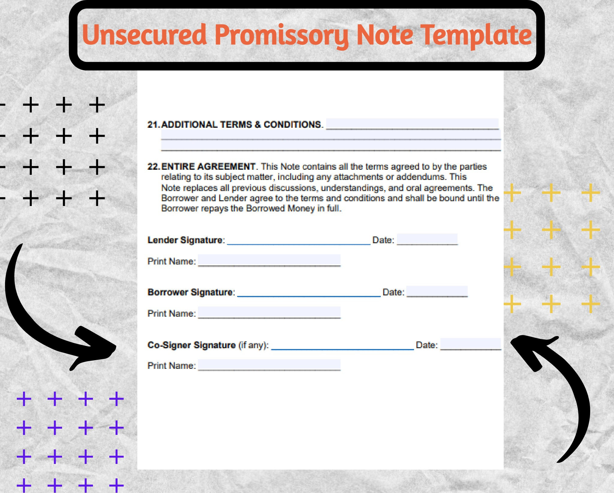 Unsecured Promissory Form , Unsecured Promissory Note Template ...