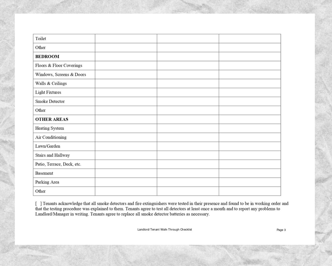 Landlord Tenant Walkthrough Checklist Form , Landlord Tenant ...