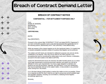 Printable Breach of Contract Template, Breach of Contract Demand Letter - Etsy
