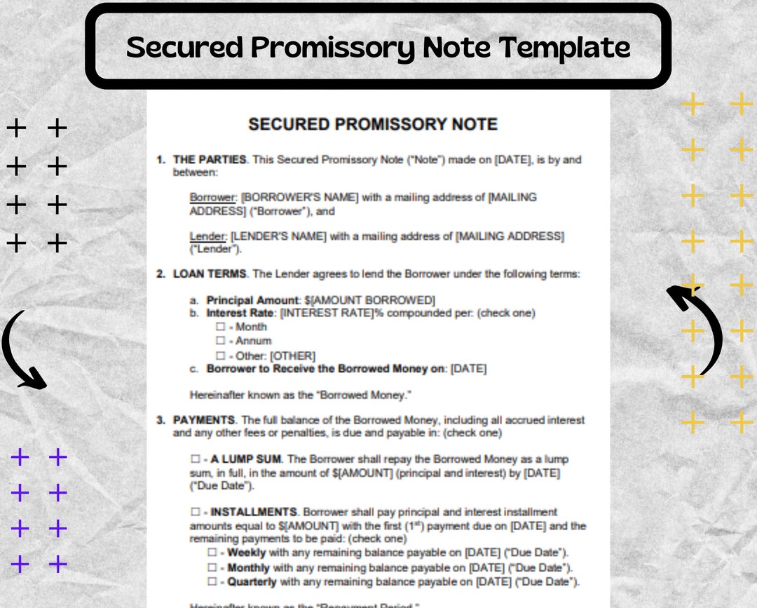 Secured Promissory Note Form - Secured Promissory Note Template ...