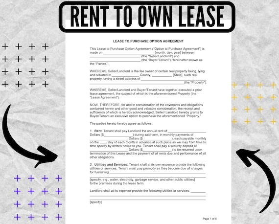 Rent to Own Lease Agreement Template Lease to Purchase - Etsy