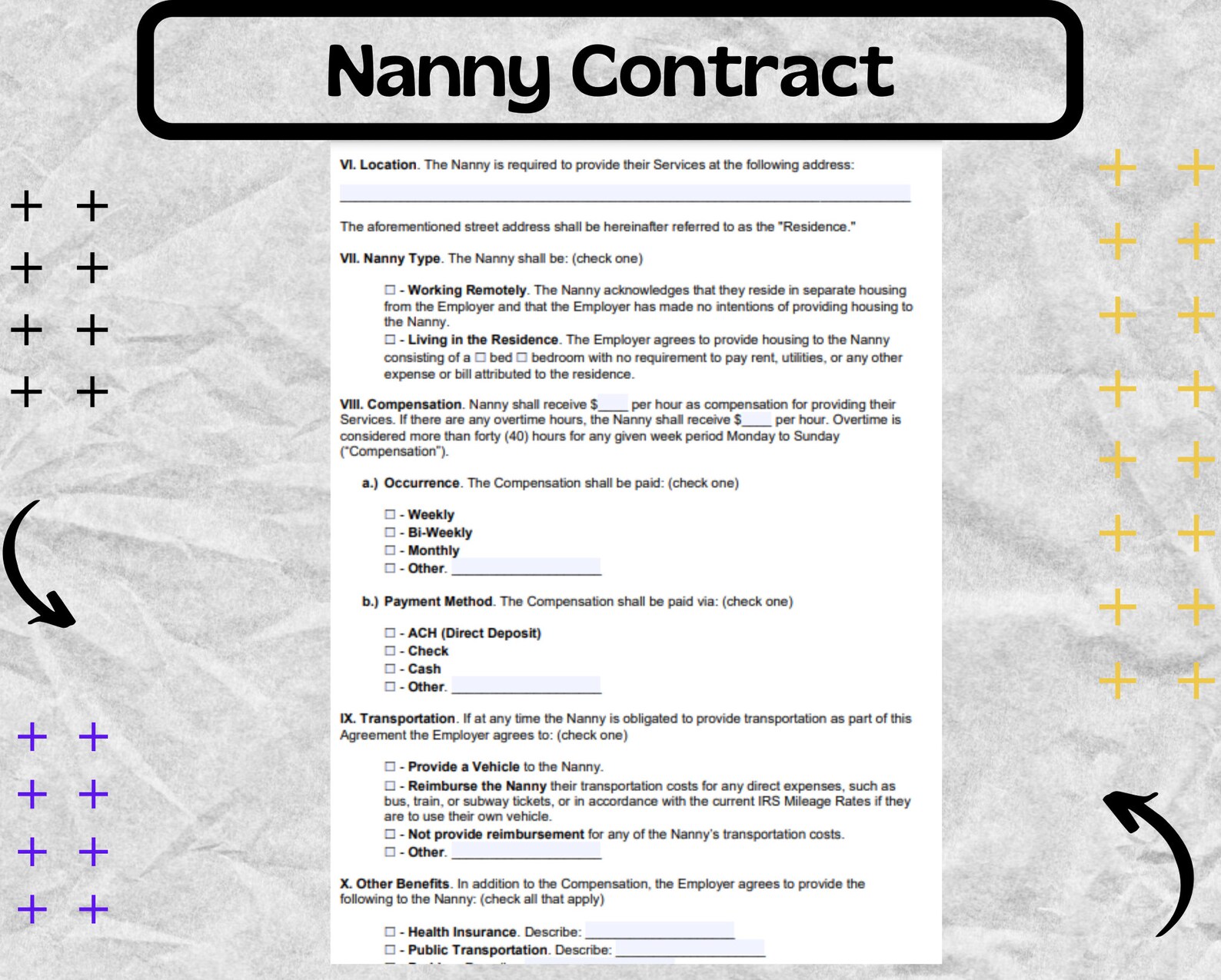 Nanny Contract - Nanny Contract Template - Nanny Contract Forms - Etsy