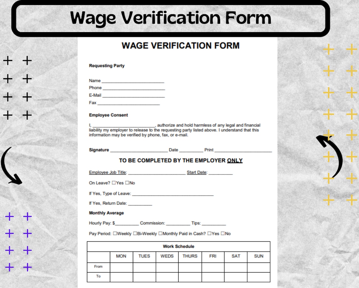 Wage Verification Form - Wage Verification Template - Wage Verification ...