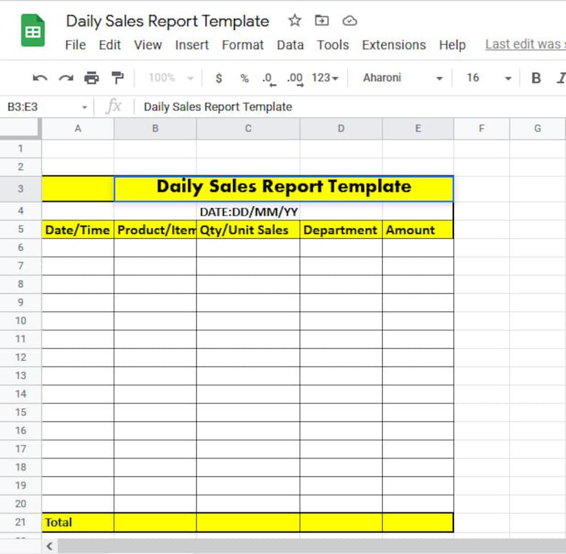 Daily Sales Report Template, Daily Sales Report Form - Etsy